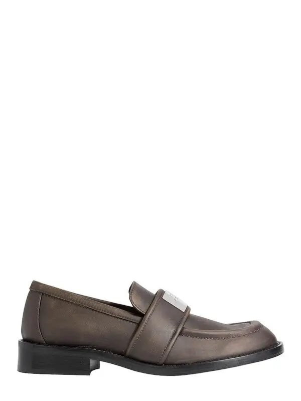 Acne Studios Embellished Leather Loafers - Dark Brown