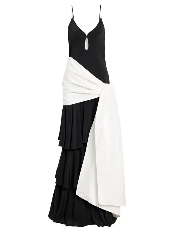 Johanna Ortiz Silk-crepe And Poplin Maxi Dress - Black