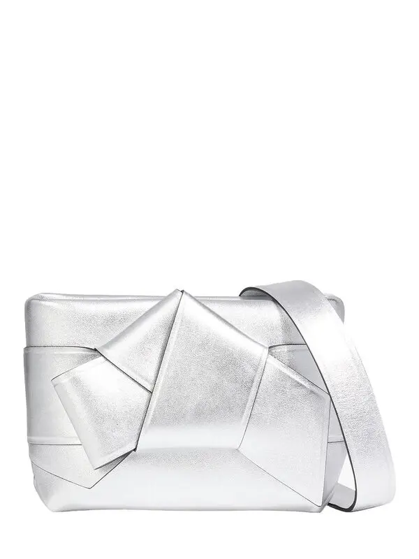 Acne Studios Musubi Knotted Metallic Leather Shoulder Bag - Silver