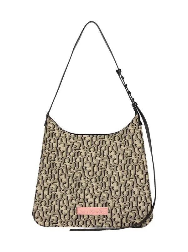 Acne Studios Leather-trimmed Jacquard Shoulder Bag - Beige