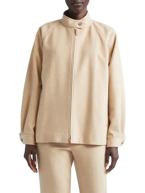 Lafayette 148 New York Oversized Camel Hair Bomber Jacket - Natural