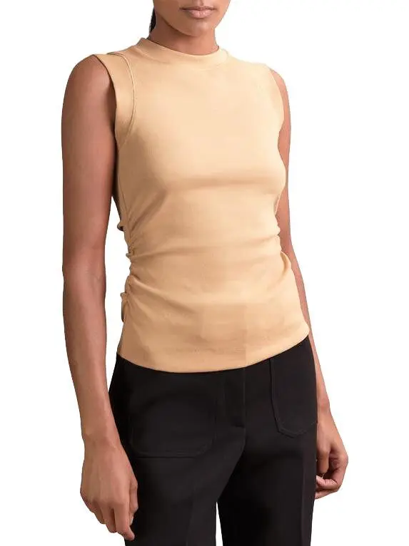 REISS Ruched Rib Tank - Camel