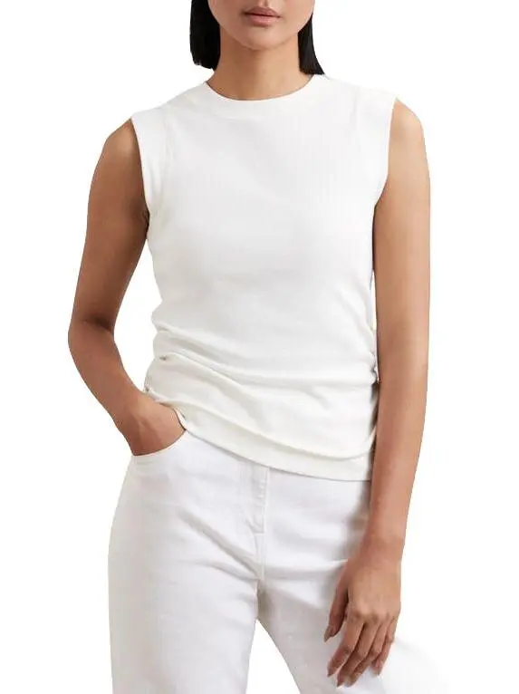REISS Ruched Rib Tank - White