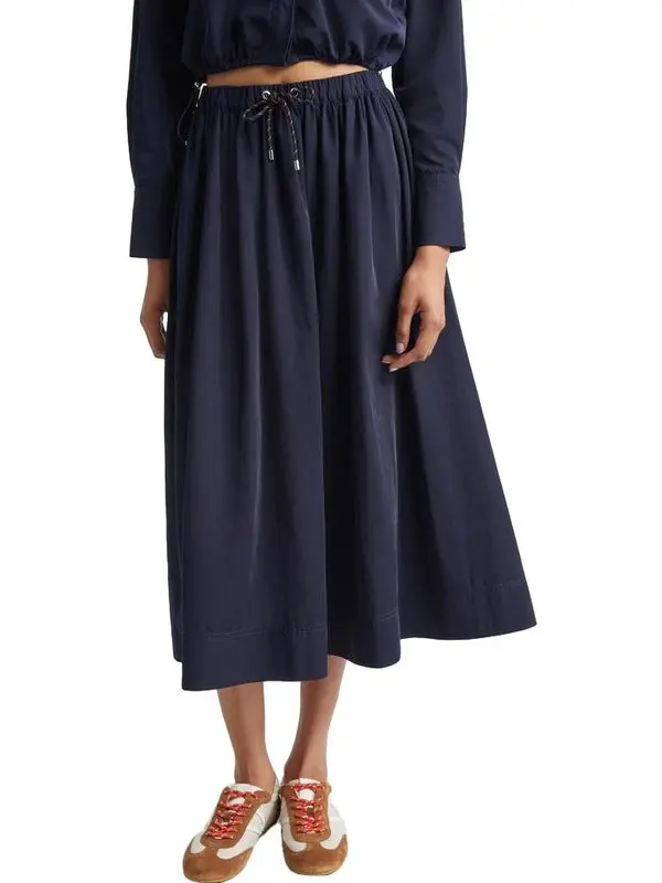 Veronica Beard Taffeta Midi Skirt - Navy