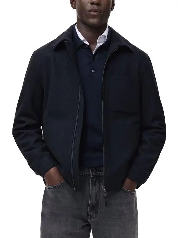 Mango Wool-blend Tailored Jacket - Navy