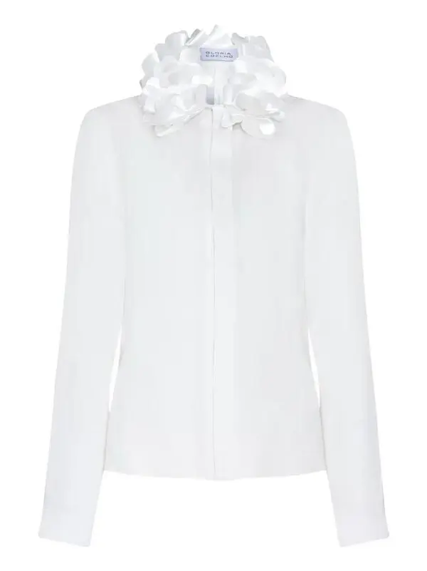 GLORIA COELHO Flower-appliqué Shirt - White