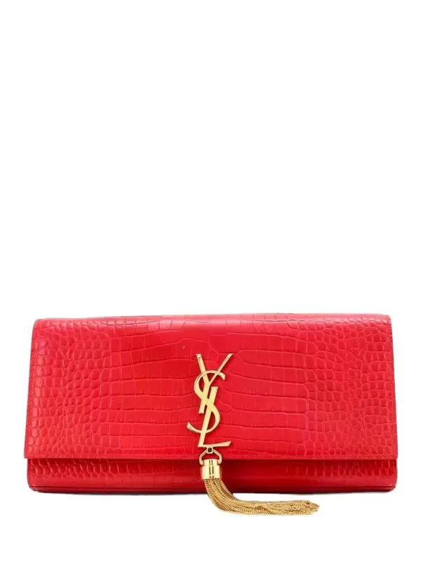 Saint Laurent Classic Monogram Tassel Clutch - Red