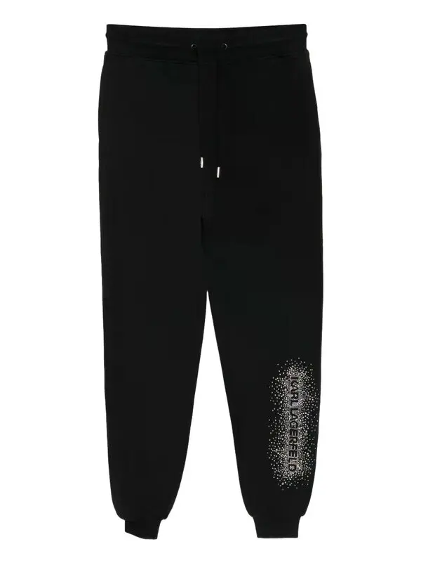 Karl Lagerfeld Logo Rhinestone-embellished Sweatpants - Black