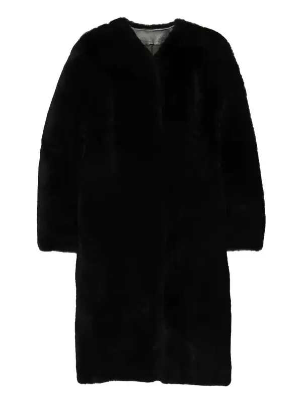 TOTEME Midi Shearling Coat - Black