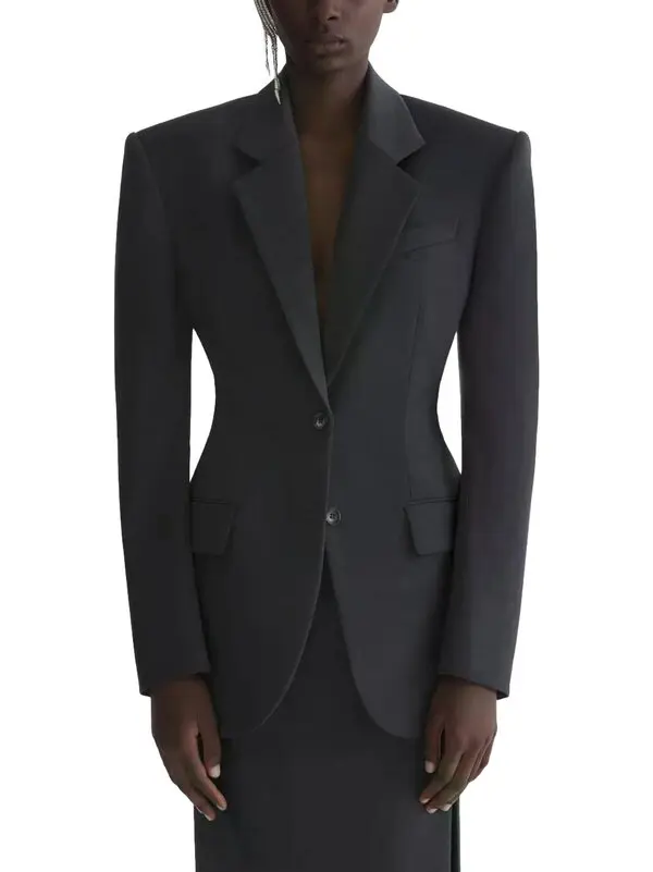 MUGLER Padded Shoulder Jacket - Grey