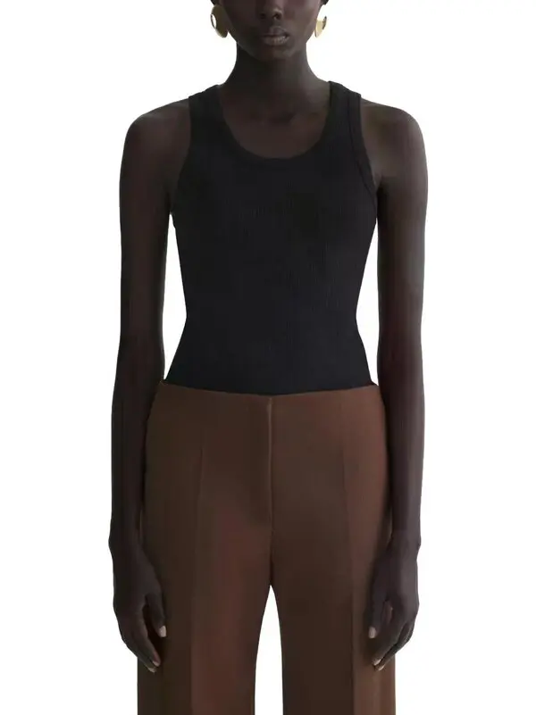 MUGLER Ribbed Tank Top - Black