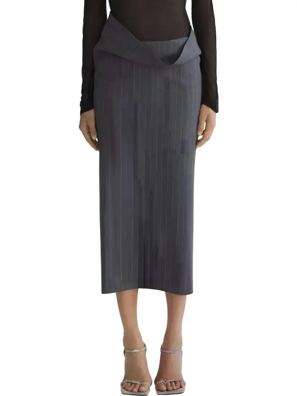 MUGLER Pinstripe Split Skirt - Grey
