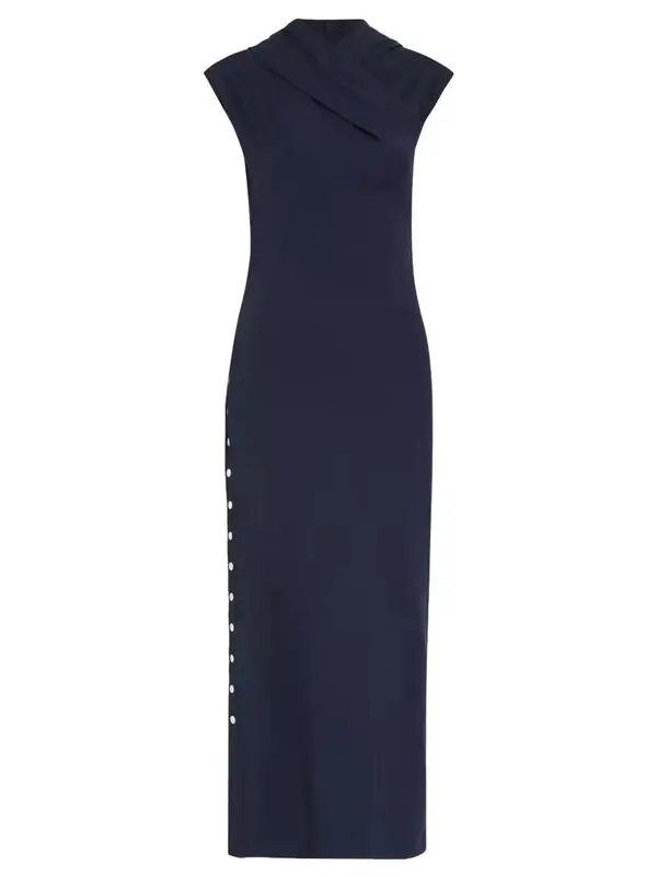 GLORIA COELHO Button-detailed Midi Dress - Blue