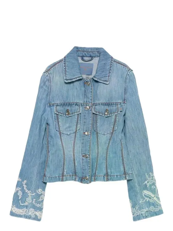 Ermanno Scervino Embroidered Denim Jacket - Blue
