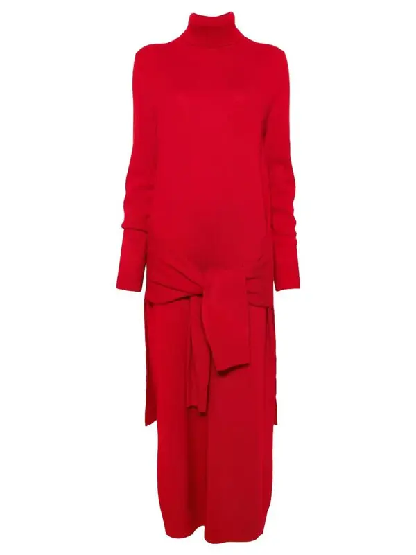 TOTEME Knitted Turtleneck Maxi Dress - Red