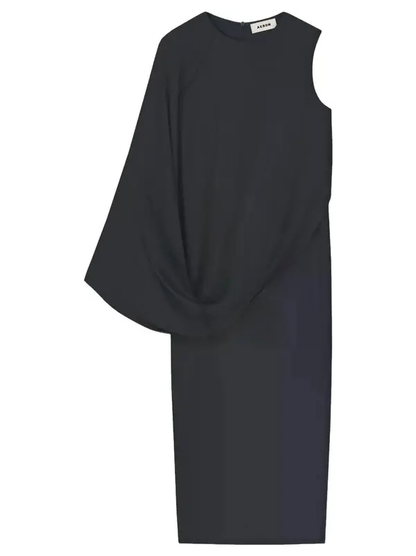 AERON Lune Draped-detail Midi Dress - Black