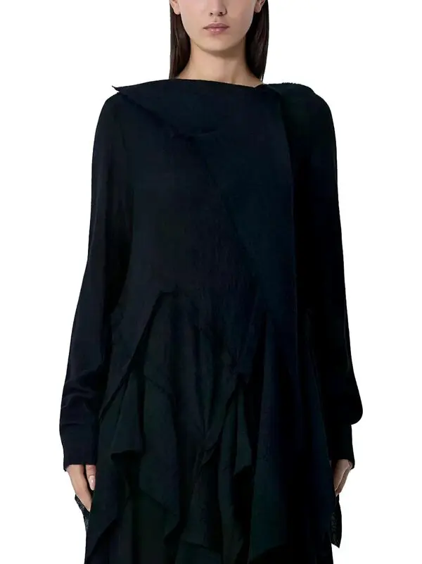 LIMI FEU Draped Long-sleeve Top - Black
