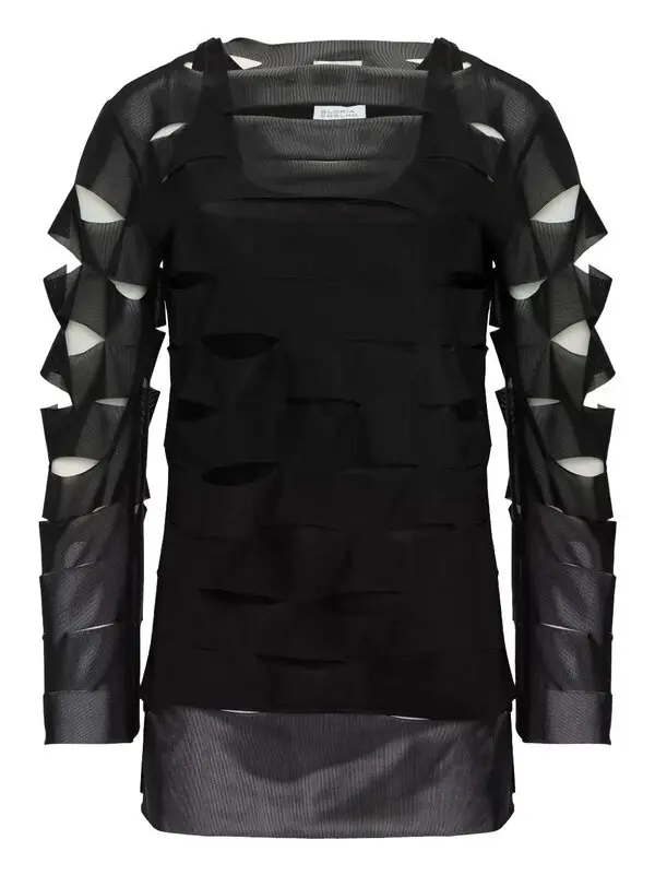 GLORIA COELHO Cut-out Long Sleeve Top - Black