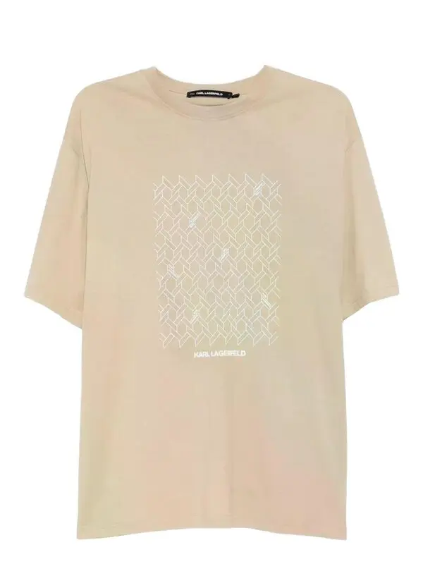 Karl Lagerfeld Geometric-print Crew-neck T-shirt - Neutrals