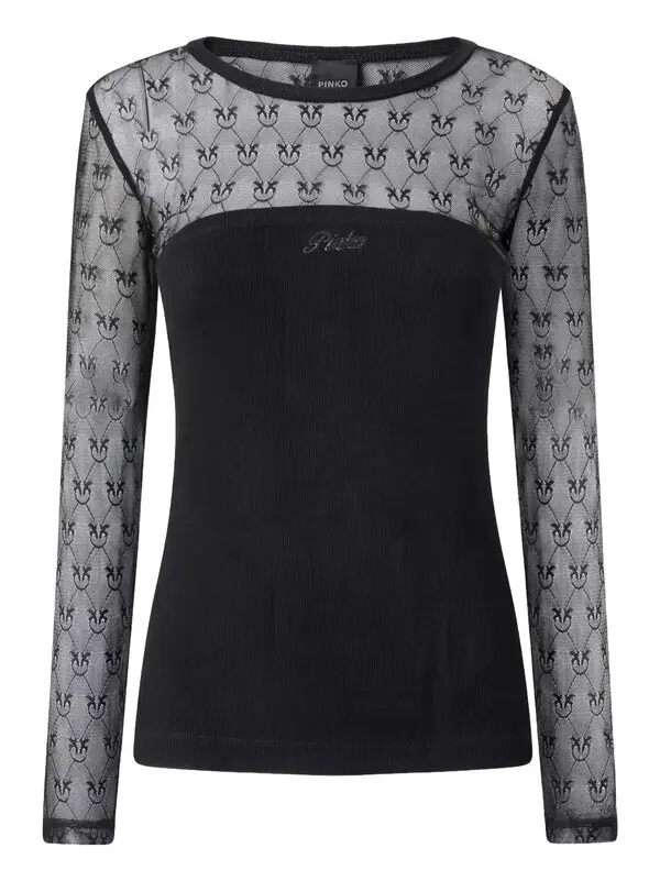 Pinko Long-sleeve Lace Top - Black