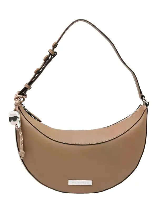 Karl Lagerfeld Ikon Smooth Halfmoon Shoulder Bag - Brown