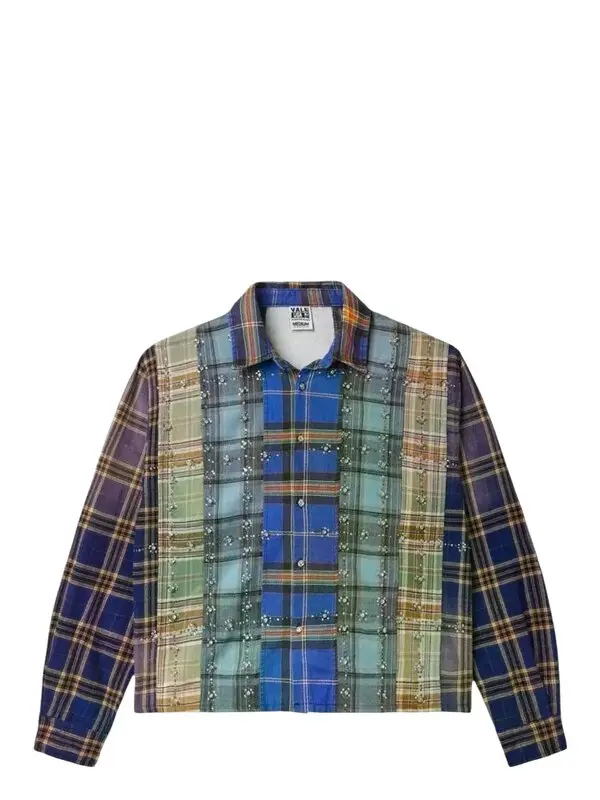 VALE FOREVER Splash Zone Flannel Patchwork Shirt - Blue