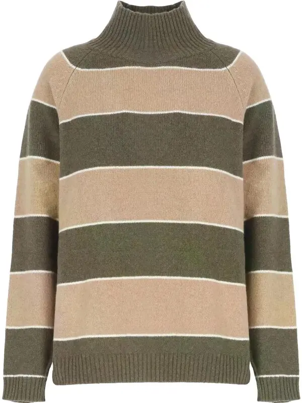 KANGRA Striped High-neck Sweater - Green