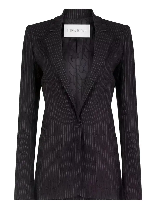 Nina Ricci Pinstriped Wool Blazer - Black