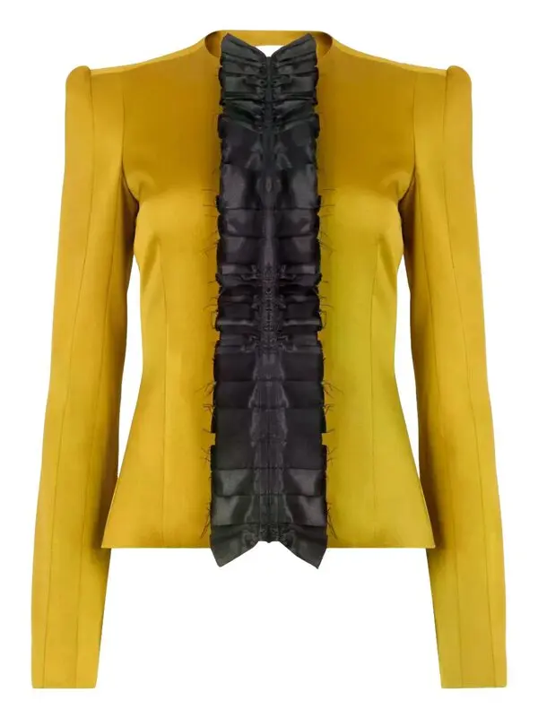 Nina Ricci Pleated Satin Jacket - Yellow