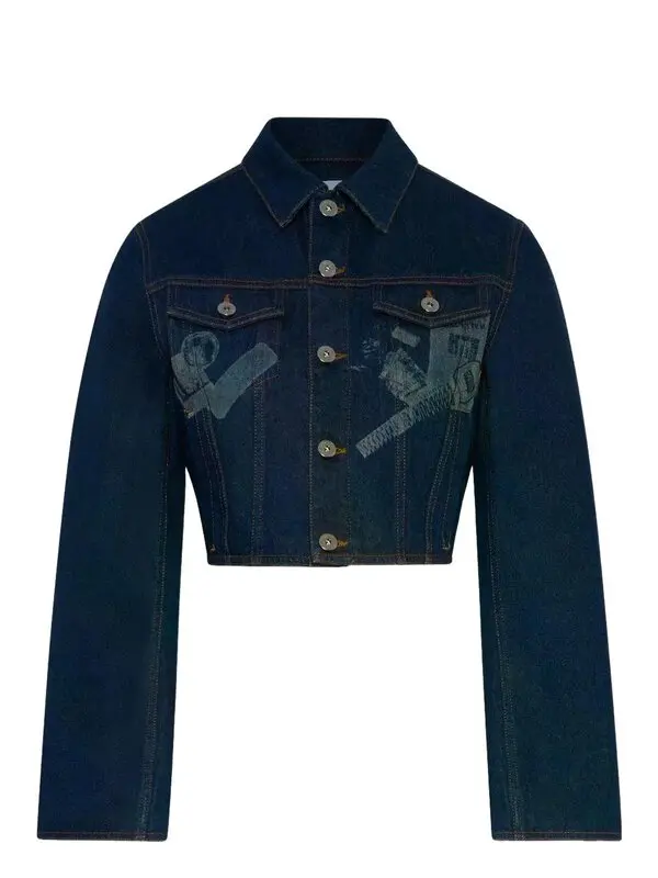 Jean Paul Gaultier Trompe L'oeil Cropped Denim Jacket - Blue