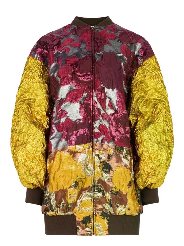 Nina Ricci Jacquard Patchwork Bomber - Red