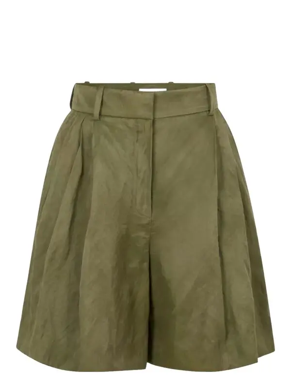 Nina Ricci Wrinkled Cotton Tailored Shorts - Green