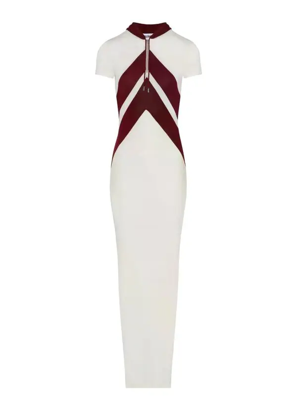 Jean Paul Gaultier Chevron-detail Hooded Dress - White