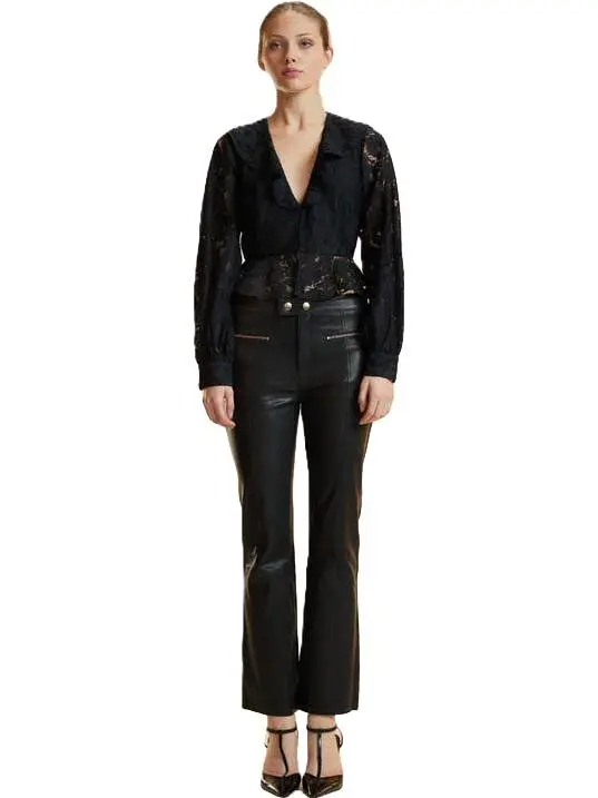 Cynthia Rowley V-neck Lace Blouse - Black