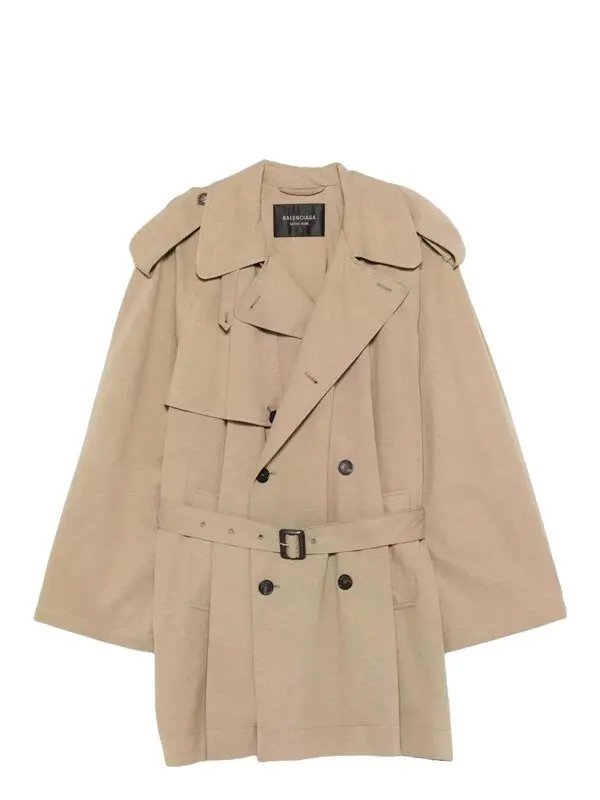 Balenciaga Belted Double-breasted Trench Coat - Neutrals