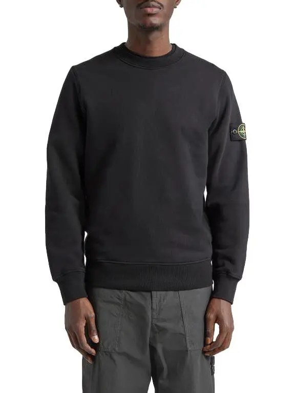 Stone Island Compass Patch Fleece Sweatshirt - Black