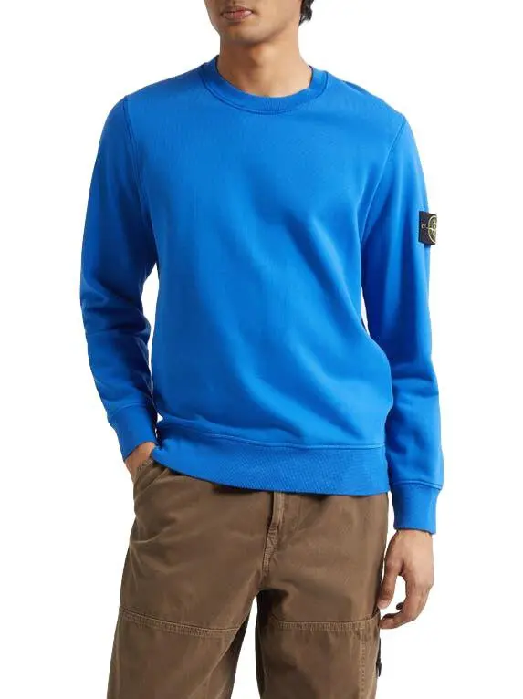 Stone Island Compass Patch Fleece Sweatshirt - Bright Blue