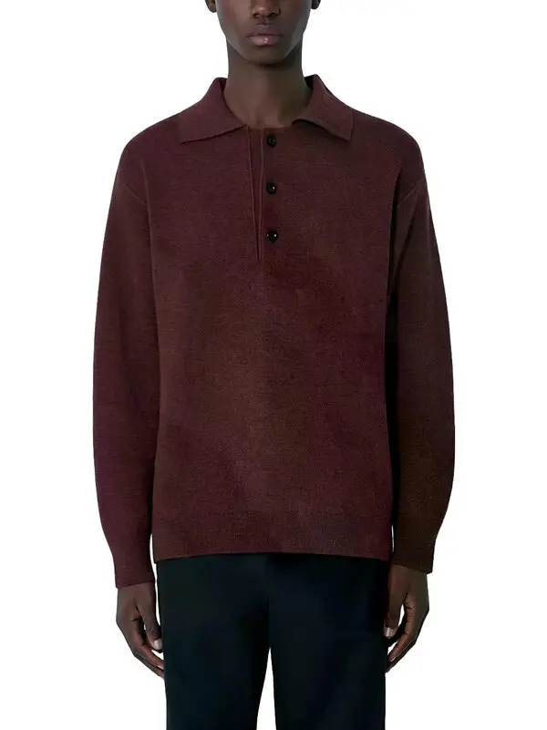 MARGARET HOWELL Buttoned Knitted Polo Shirt - Brown
