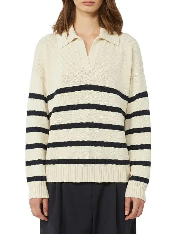 Max Mara Panfilo Striped Polo Sweater - Navy
