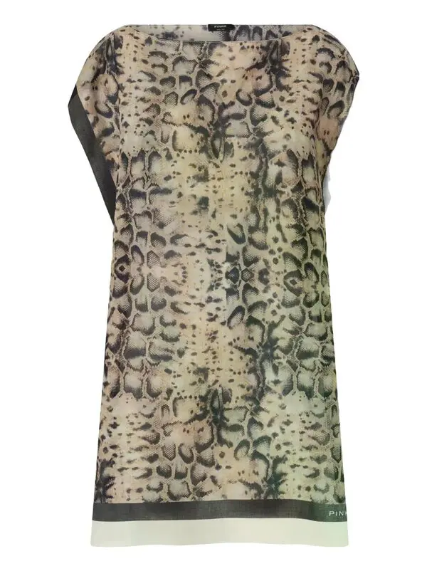 Pinko Snake-print Draped T-shirt - Neutrals