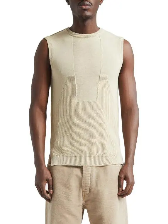 Rick Owens Virgin Wool Ribbed Sweater Tank - Sand