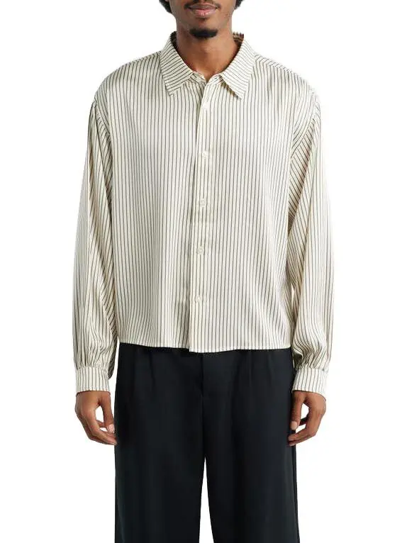 ELWOOD Executive Stripe Satin Button-up Shirt - Quill Stripe