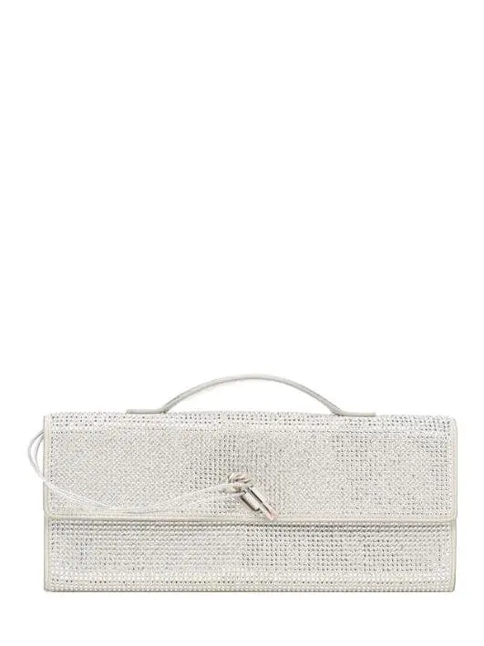 Bottega Veneta Andiamo Crystal Embellished Clutch - 1905 White M/silver
