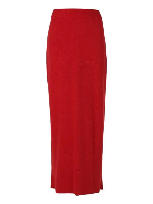 Alexandra Bueno Ribbed Knit Midi Skirt - Red