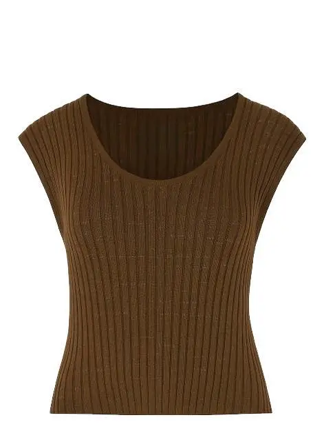 Alexandra Bueno Cherry Knit Top - Brown