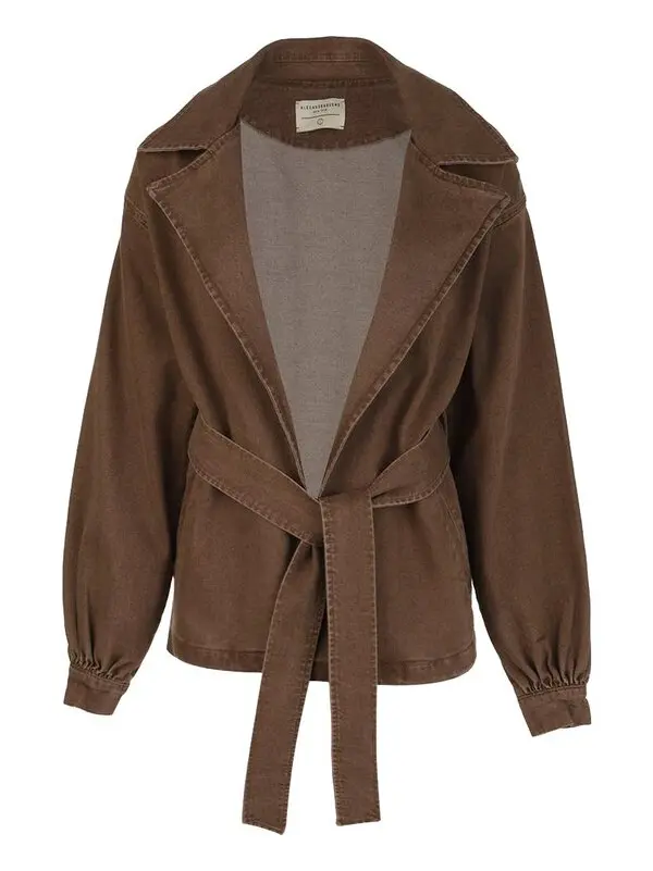Alexandra Bueno Belted Denim Jacket - Brown