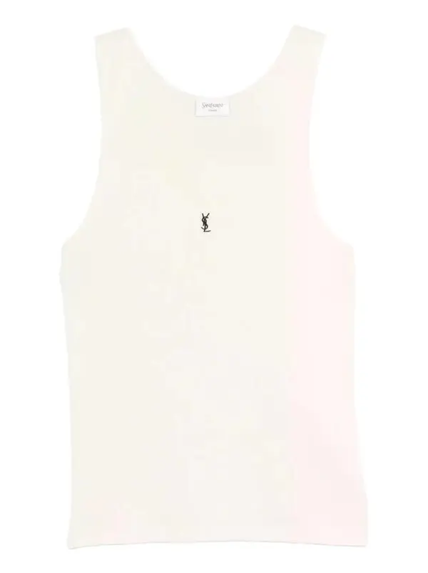 Saint Laurent Logo-embroidered Tank Top - Neutrals