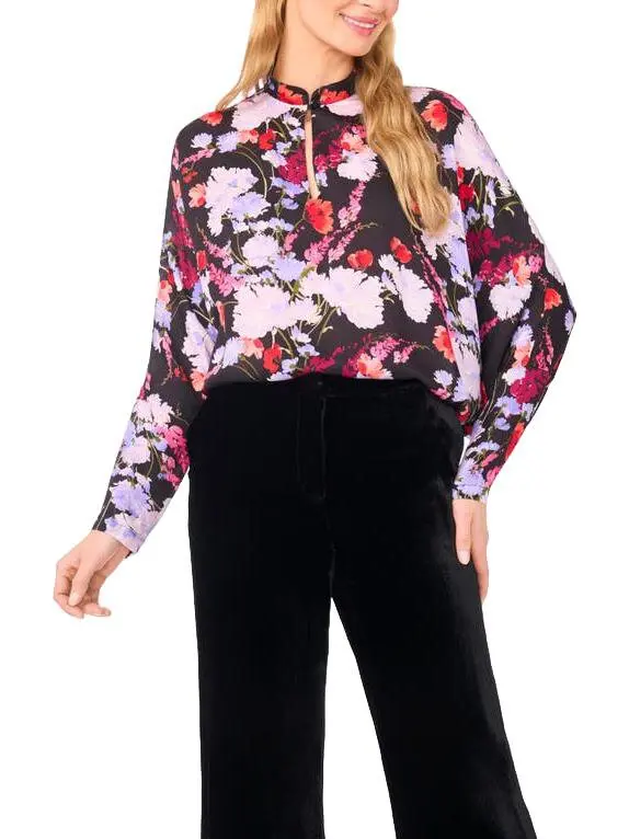 Ted Baker London Floral Dolman Sleeve Top - Rich Black