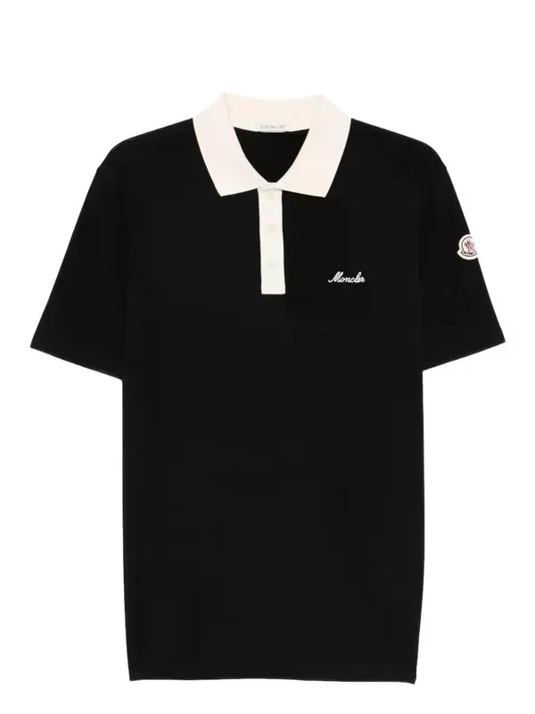 Moncler Embroidered-logo Polo Shirt - Black