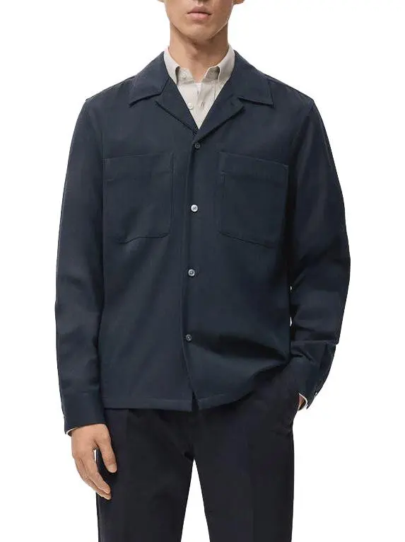 Mango Regular Fit Overshirt - Dark Navy